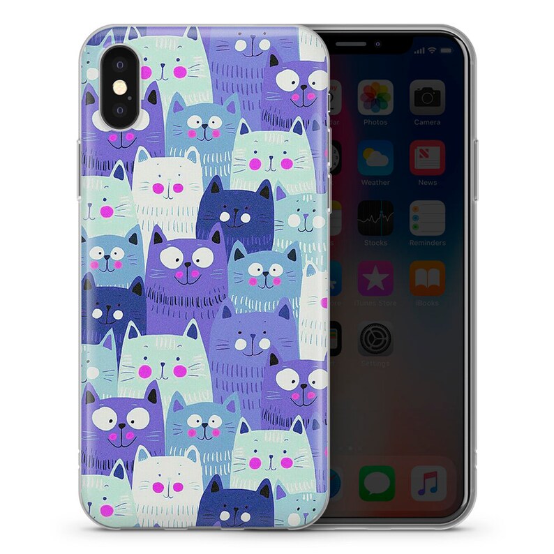 Kitty Pattern Phone Case Cute Cat Drawing Phone Cover for - Etsy