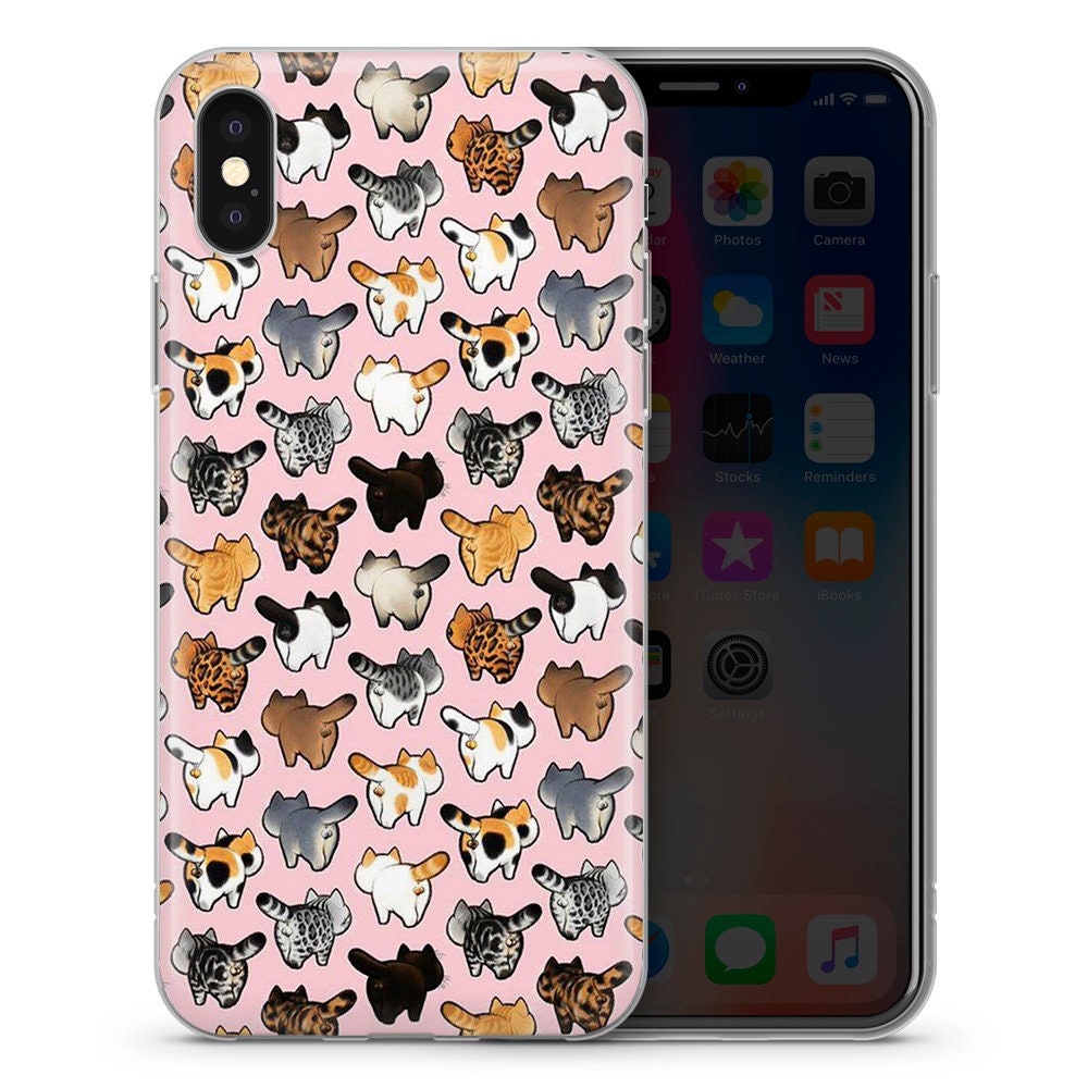 Kitty pattern phone case cute cat drawing phone cover for | Etsy