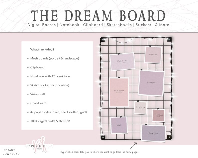 DREAM BOARD | Digital Vision Board / Mood Board / Goal Template ...