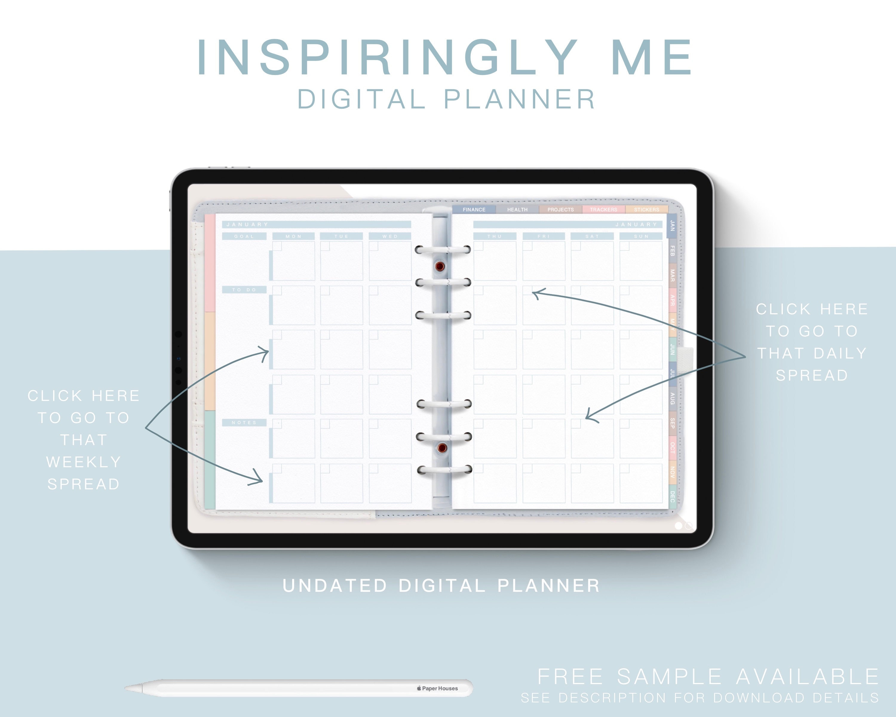 DIGITAL PLANNER Inspiringly Me Planner Undated Yearly | Etsy