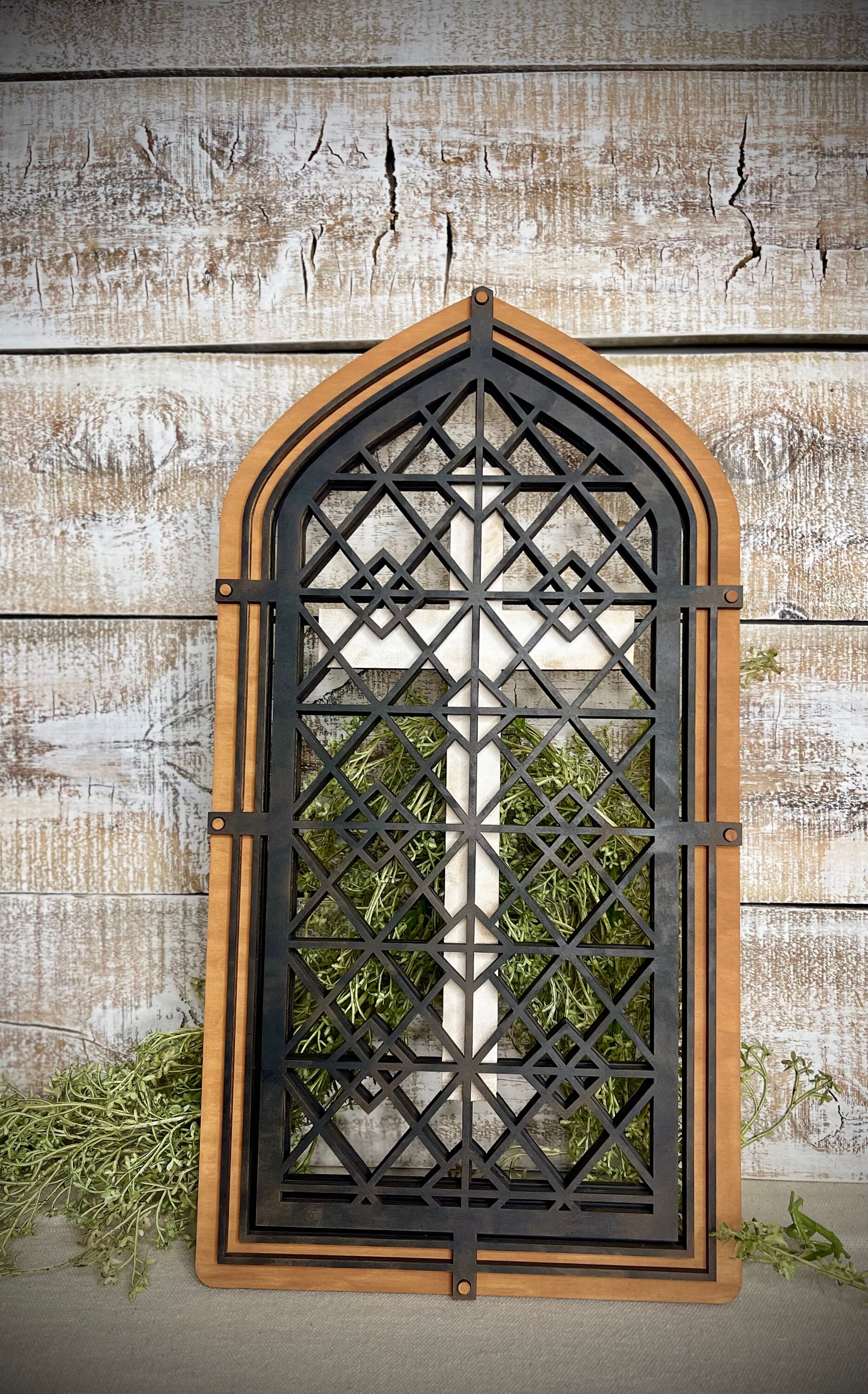 Cathedral Window "faux" Wrought Iron Look Wall Panel, Cathedral Windows ...