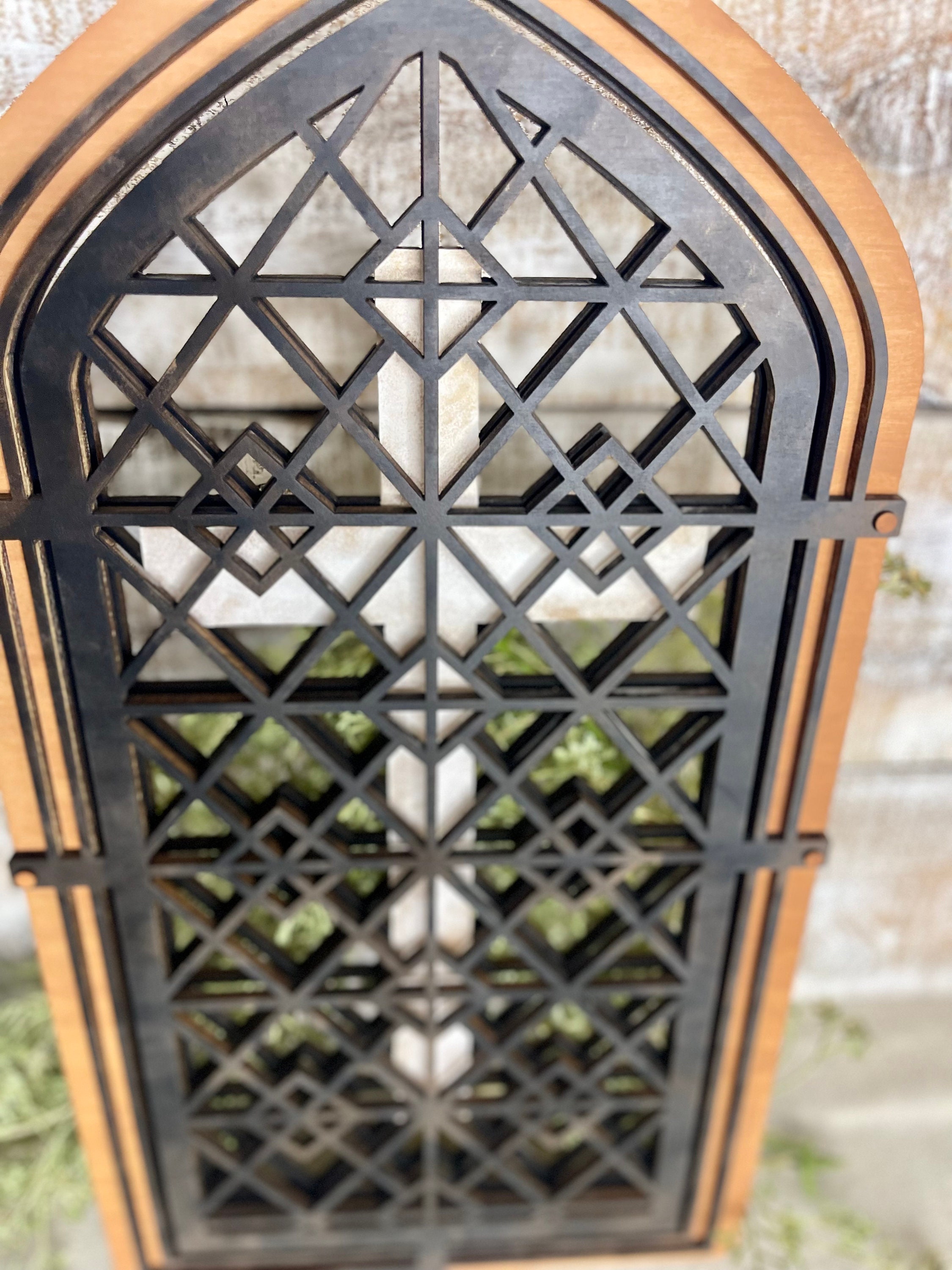 Cathedral Window "faux" Wrought Iron Look Wall Panel, Cathedral Windows ...
