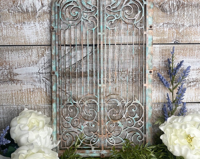 Ornate Patina Finish 'faux Wrought Iron Wall Panel, Cathedral Window ...