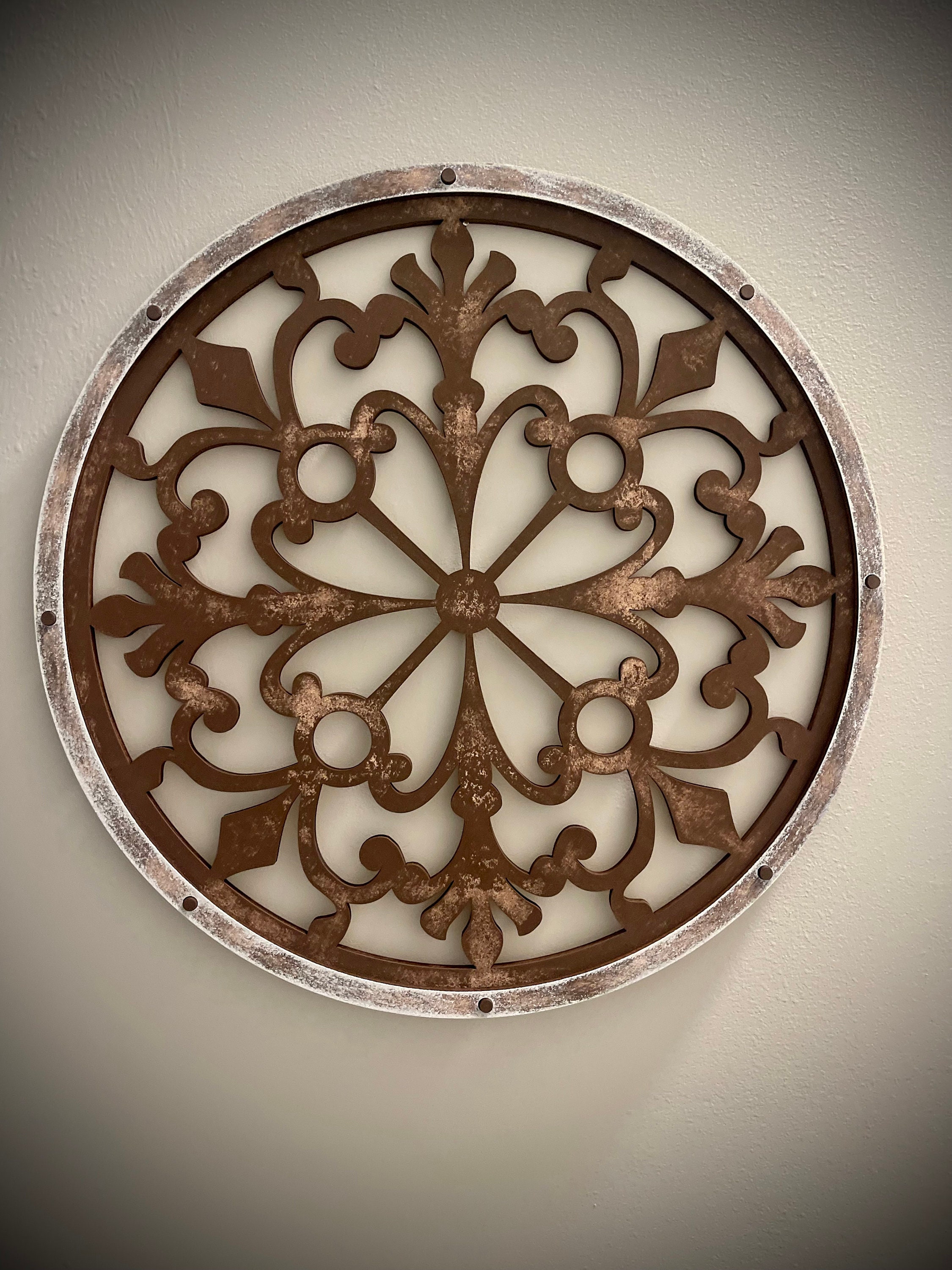 Ornate Round Floral Wall Panel, Rustic, Farmhouse Decor, Round, Laser ...