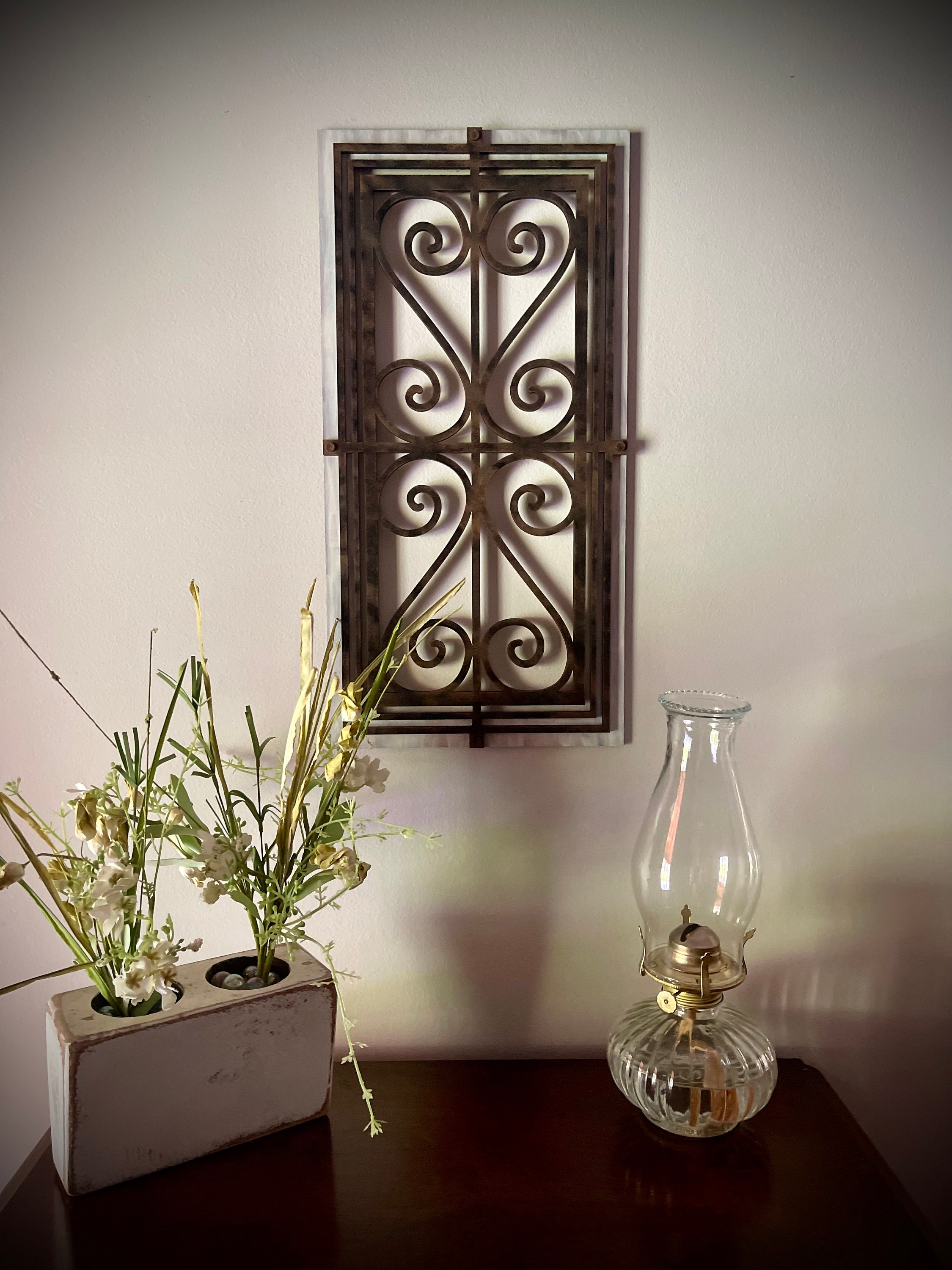 Faux Wrought Iron Wall Panel, Shutter, Laser Cut, Farmhouse Decor ...