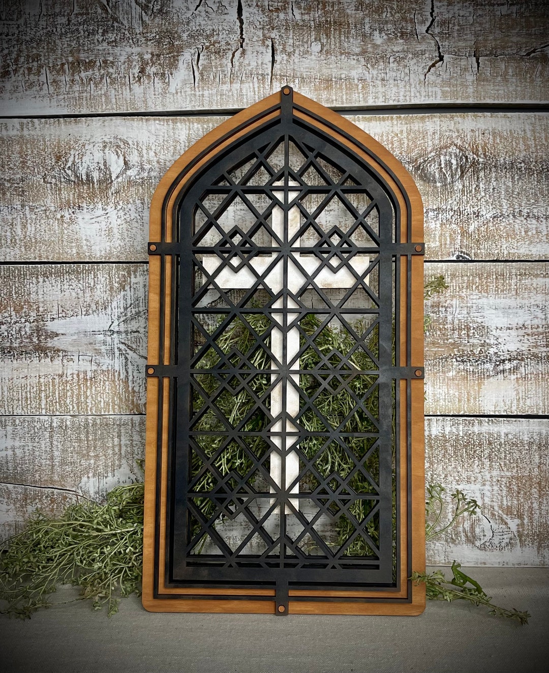 Cathedral Window "faux" Wrought Iron Look Wall Panel, Cathedral Windows ...