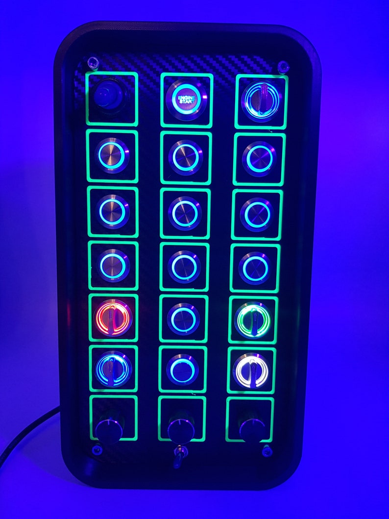 Pc Usb Button Box 3D Printed Carbon Style With Neon Squares (it Glows ...