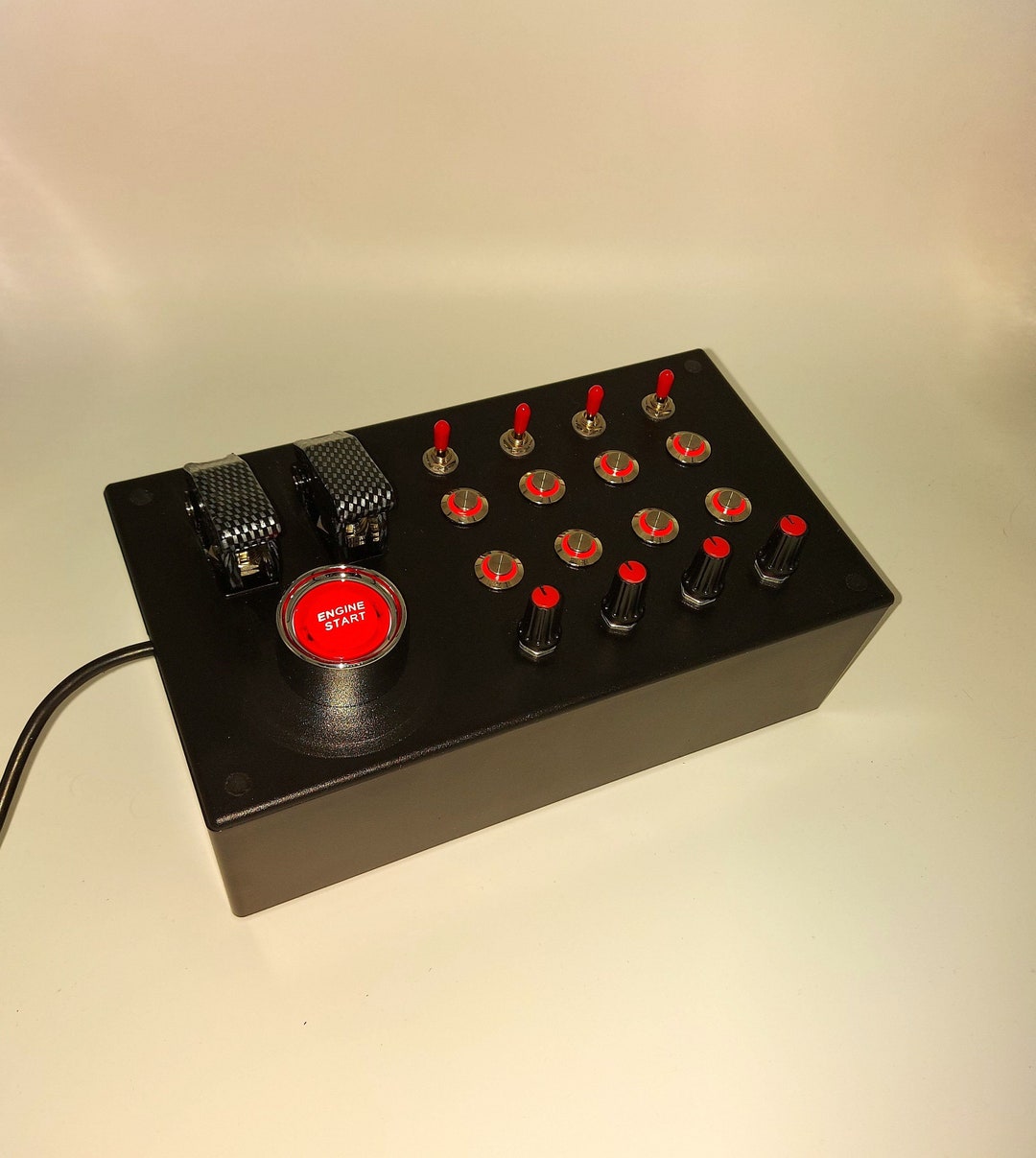 PC USB Box 31 Functions Back Lit RED Push Buttons Toggles Encoders ...