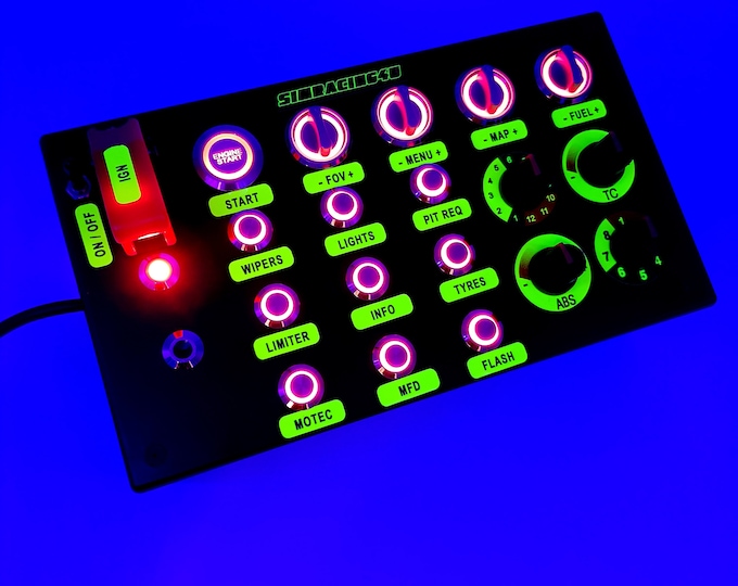 PC USB 31 Functions Button Box for Simracing All Backlit Buttons + Neon Labels Sheet - Etsy