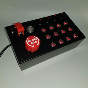 PC USB Button Box 24 Functions Back Lit Red Sim Racing With Five Rotary ...
