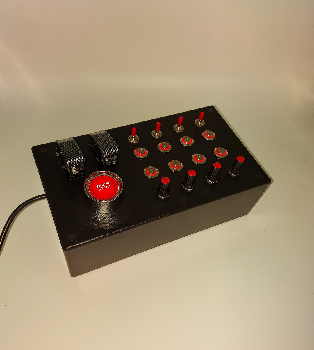 PC USB Box 31 Functions Back Lit RED Push Buttons Toggles Encoders ...