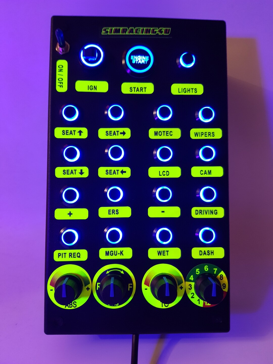 Usb Button Box 31 Functions Backlit Blue With Neon Stickers Sheet for ...