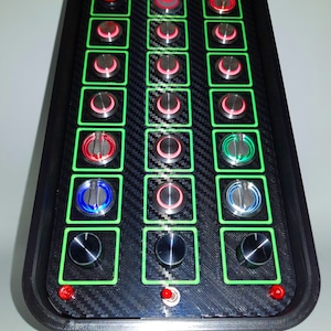 Pc Usb Button Box 3D Printed Carbon Style With Neon Lines 29 Functions ...