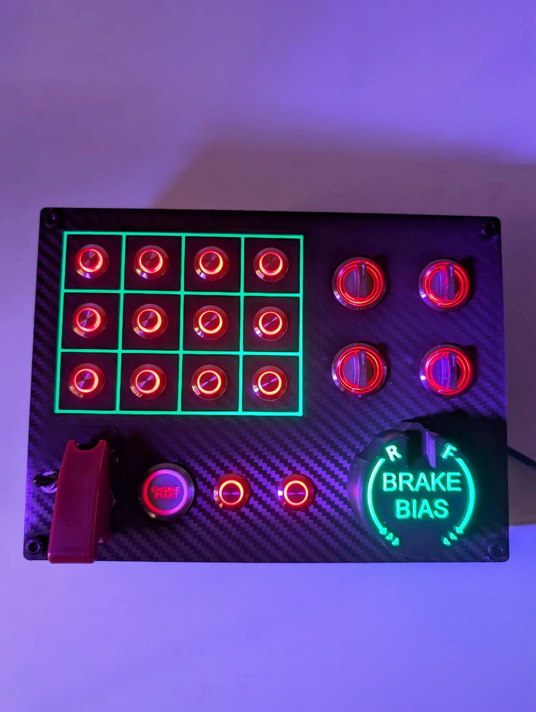 Pc Usb Button Box 3D Printed Carbon Style With Neon Squares 26 ...