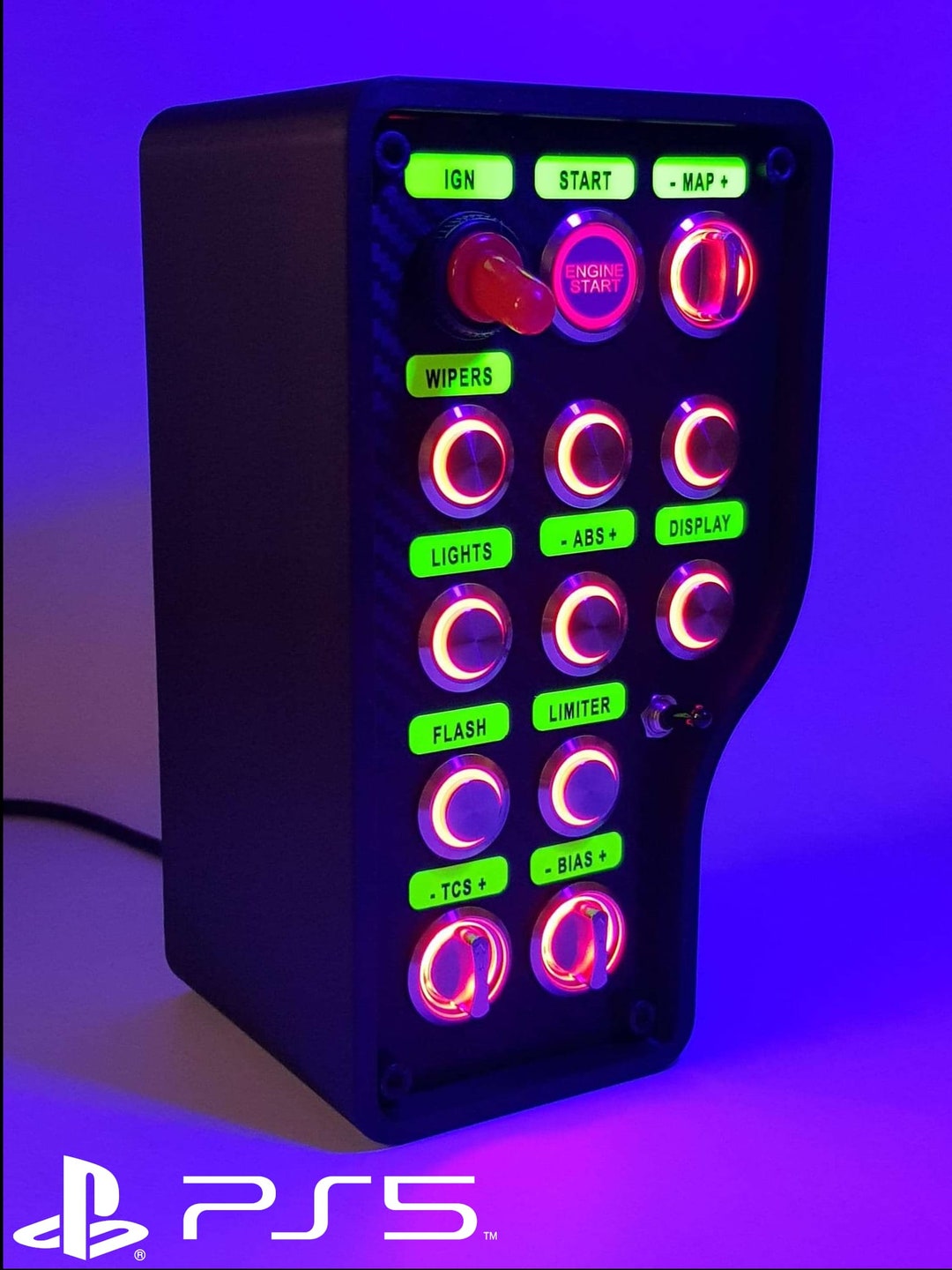 Ps5 Assetto Corsa Competizione Usb Button Box 16 Functions Back-lit RED ...