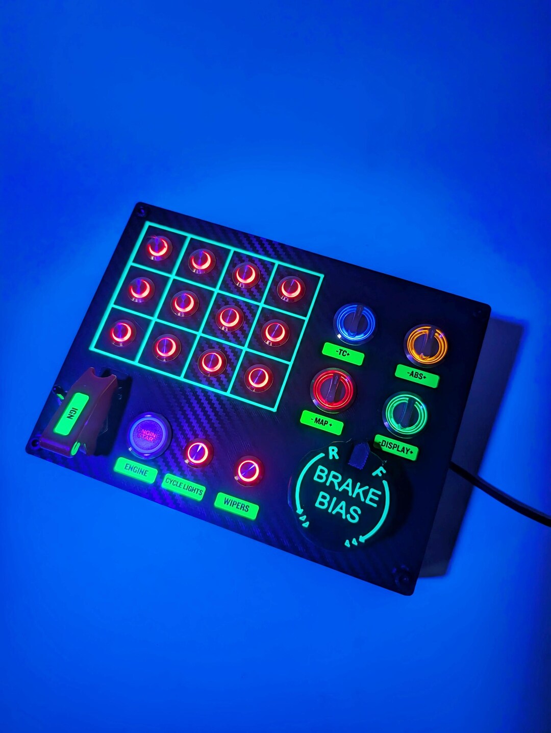 Pc Usb Button Box 3D Printed Carbon Style, Neon Squares 26 Functions ...