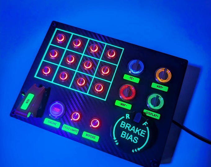 Pc Usb Button Box 3D Printed Carbon Style, Neon Squares 26 Functions ...