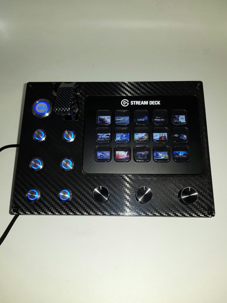 Pc Usb Stream Deck Button Box 17 Functions Back-lit Blue for Simracing ...