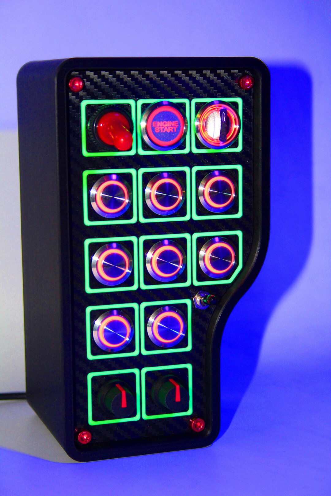 Pc Usb Button Box 3D Printed Carbon Style With Neon Squares That Glow ...