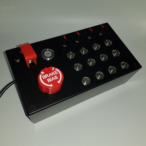 PC USB Button Box 24 Functions Back Lit Red Sim Racing With Five Rotary ...