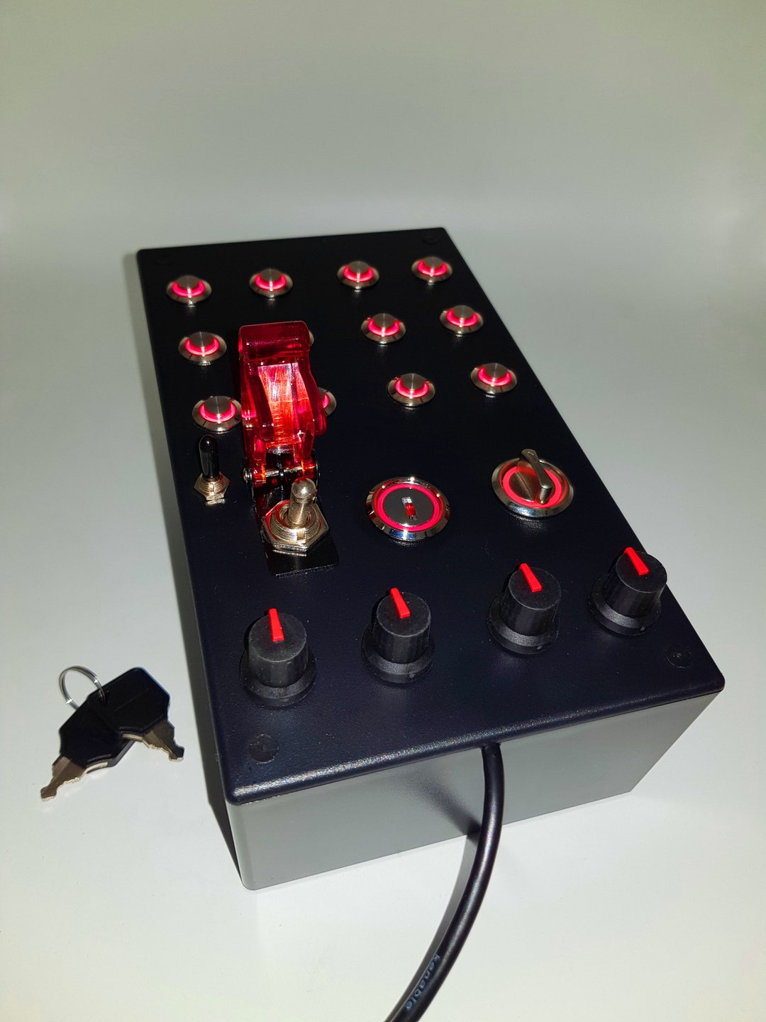 Pc Usb Button Box 28 Functions Backlit Red With Backlit Engine Start ...