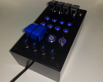 PC USB Button Box 28 Functions Back Lit Red With Neon Labels Sheet for ...