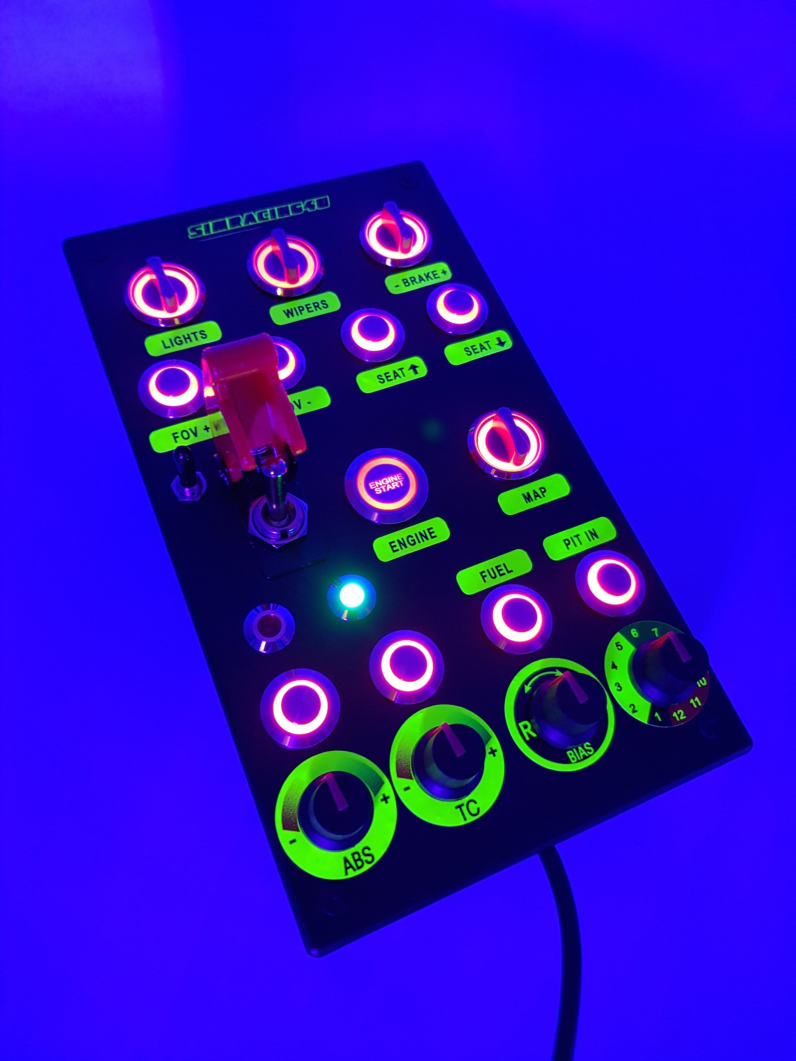PC USB 30 Functions Button Box With Neon Labels Sheet for Simracing - Etsy