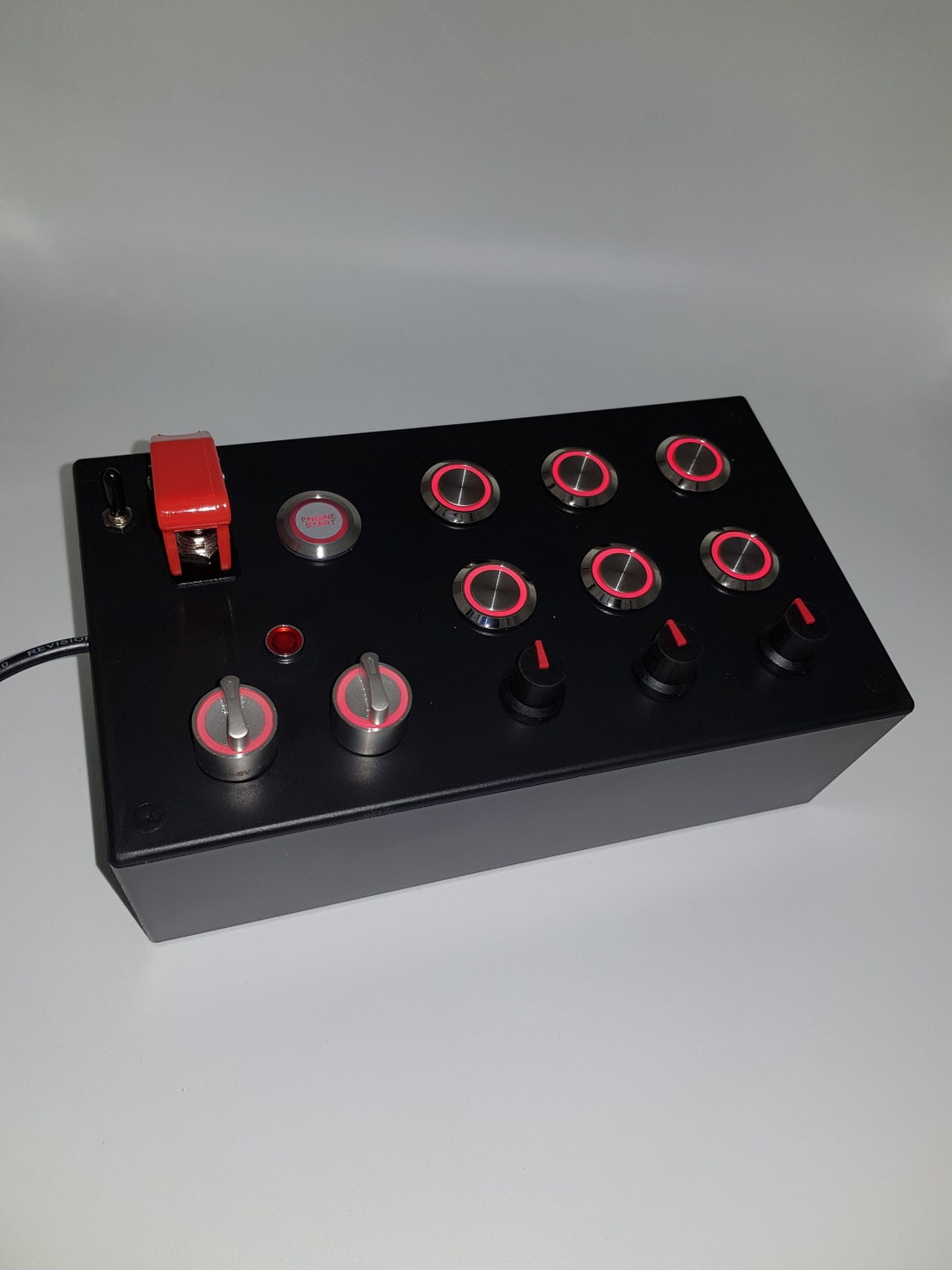 PC USB Button Box 21 Functions Back-lit Red 19mm Metallic Buttons for ...