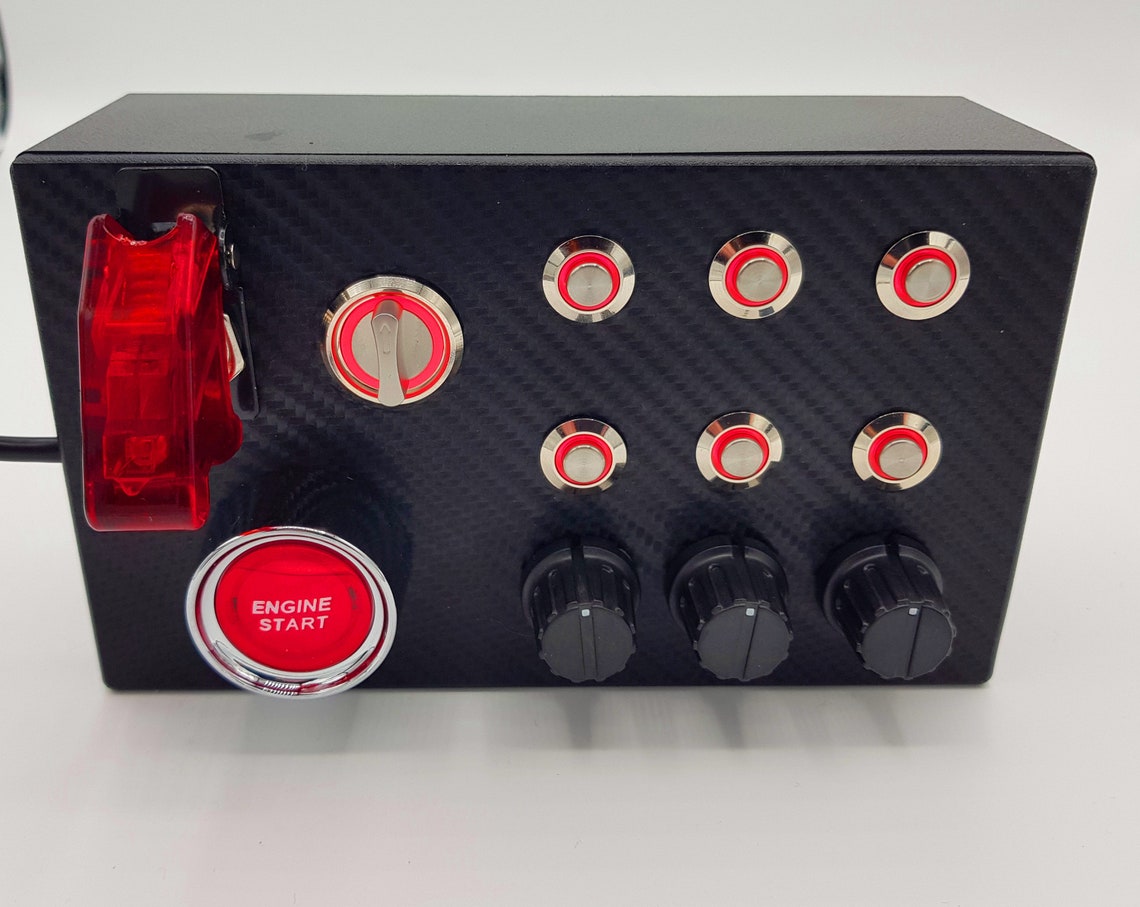 PC 19 Functions Push Usb Button Box Blue or Red Back Lit - Etsy