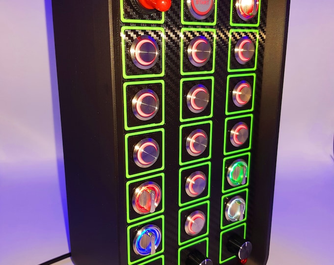 Pc Usb Button Box 3D Printed Carbon Style With Neon Lines 29 Functions ...