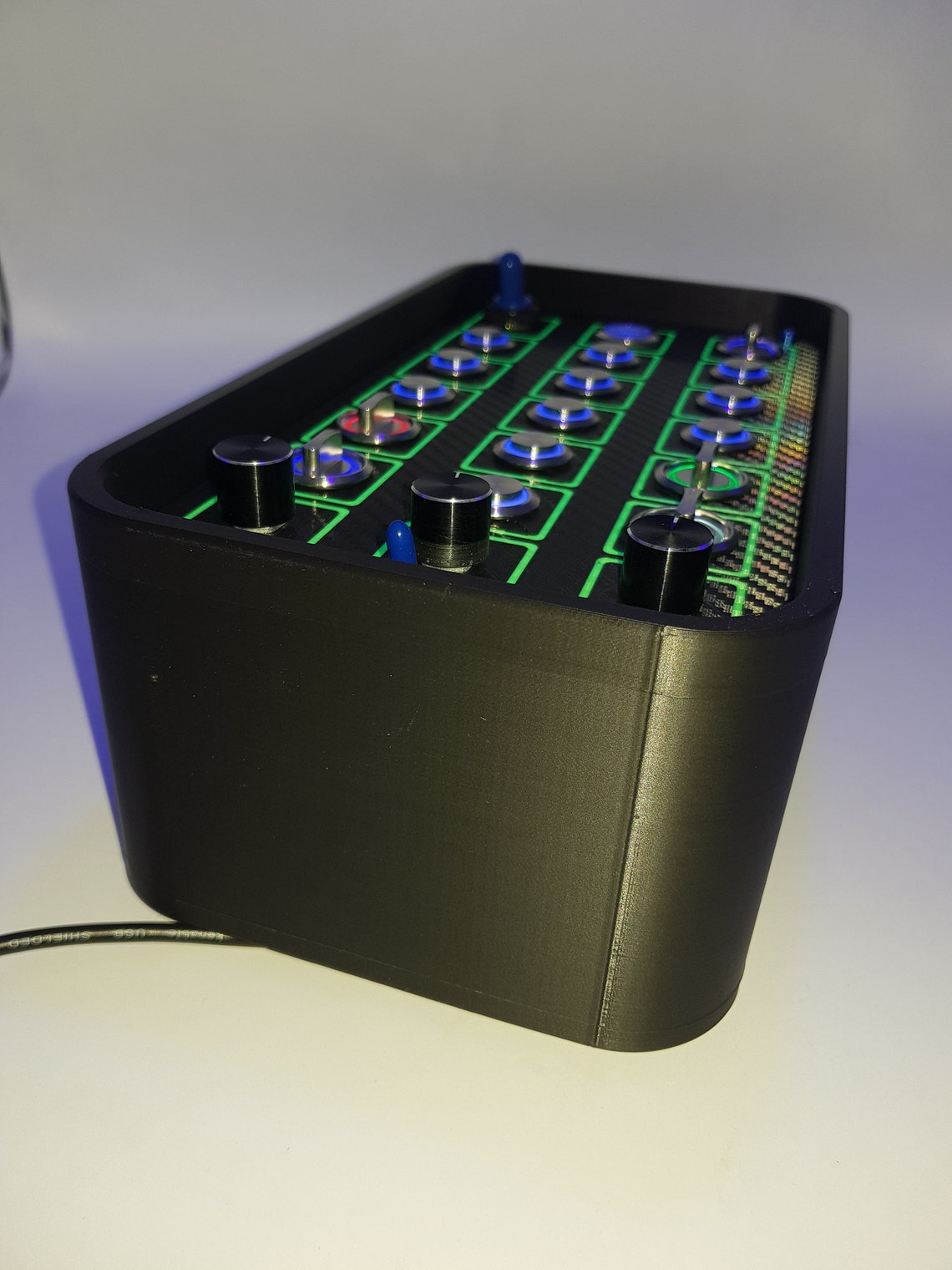 Pc Usb Button Box 3D Printed Carbon Style With Neon Squares (it Glows ...