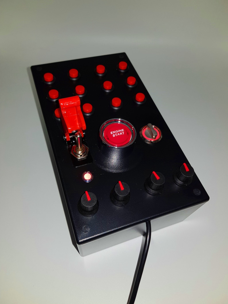 PC USB 28 Function Push Button Box Red Start Engine Neon - Etsy
