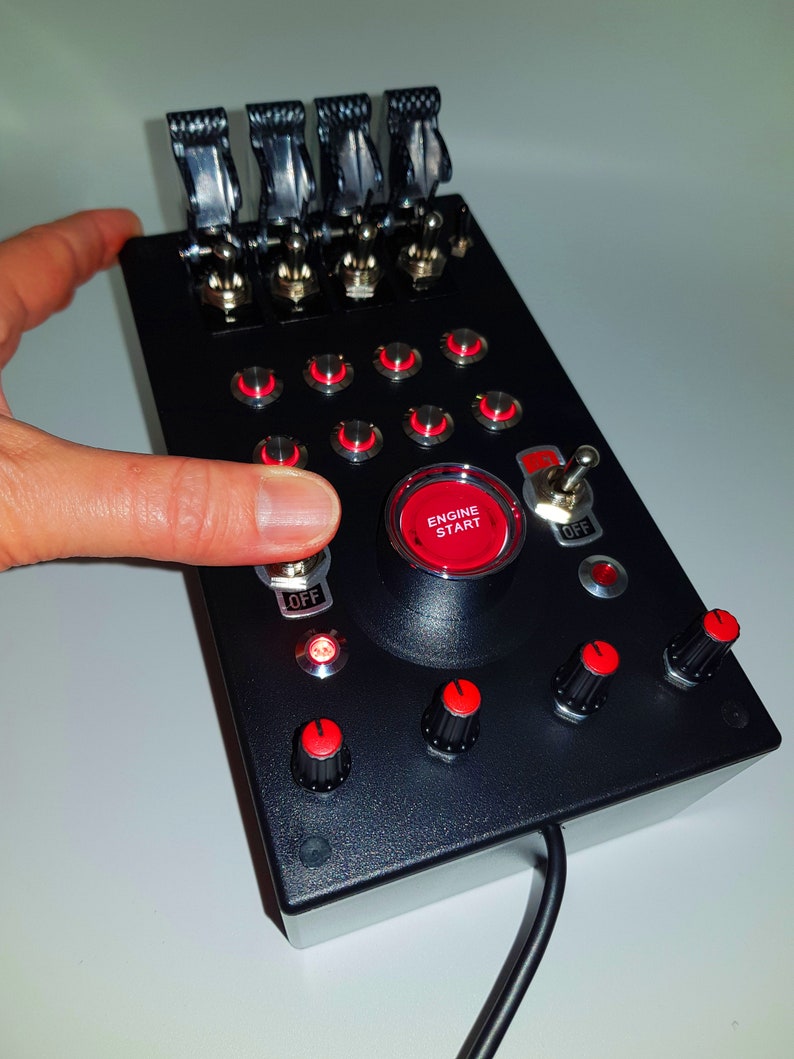 PC USB 27 Function Push Button Box Back Lit Red With Neon | Etsy