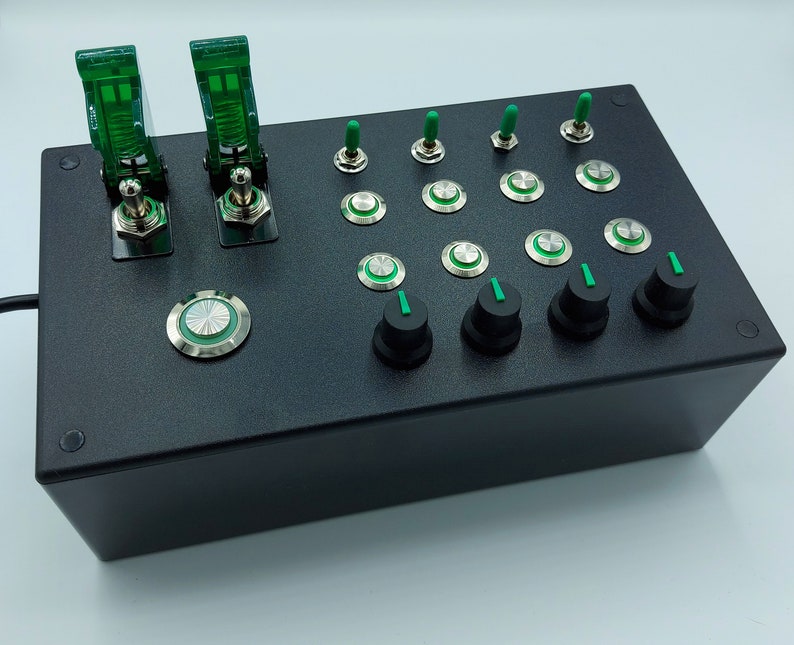 PC USB Button Box 31 Function Metallic Back Lit Green for | Etsy