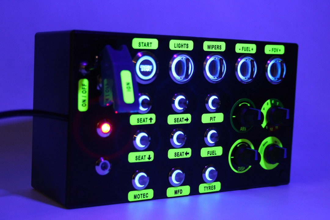 PC USB 31 Functions Button Box for Simracing All Backlit Blue Buttons ...