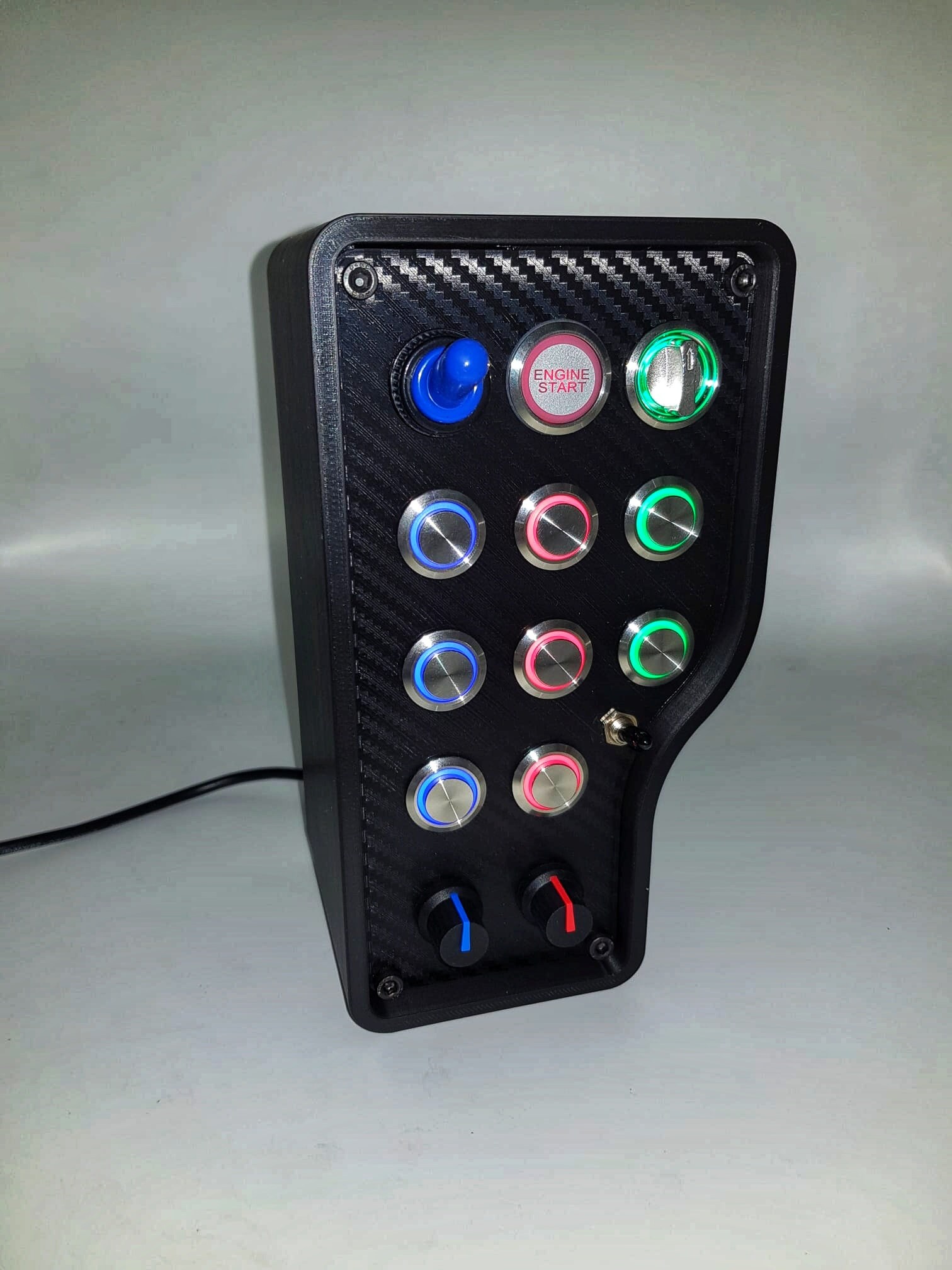 Pc Usb Button Box 3D Printed Carbon Style 18 Functions Back-lit Red ...