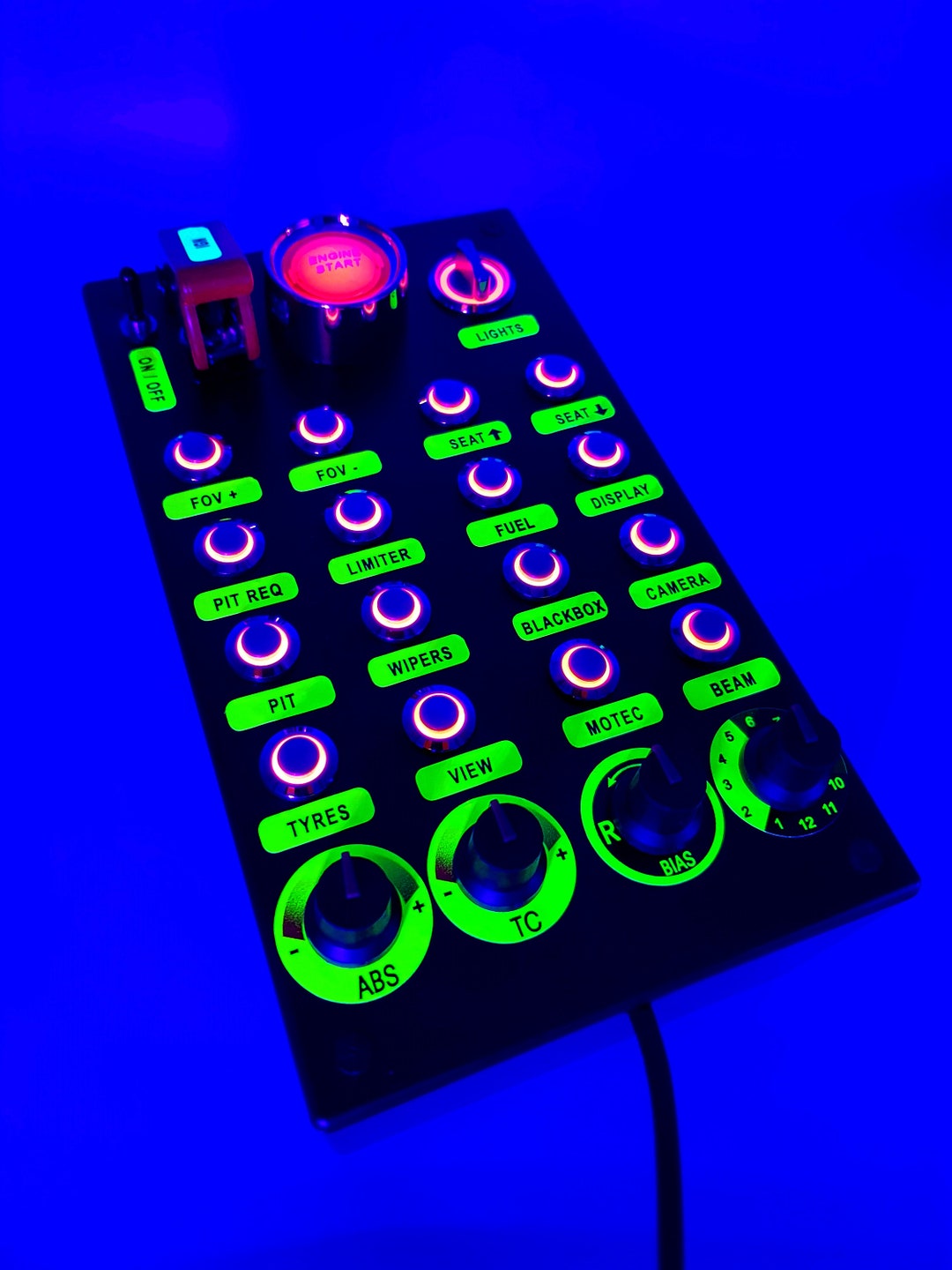 Pc Usb Button Box 32 Functions Back Lit Red With Neon Labels Sheet For