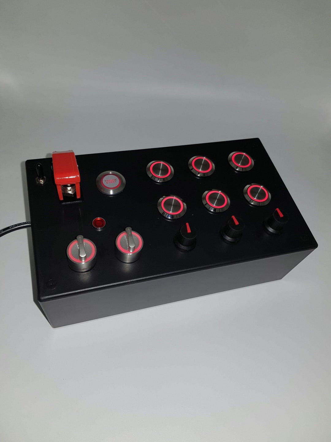 Pc Usb Button Box 21 Functions Back Lit Red 19mm Metallic Buttons For