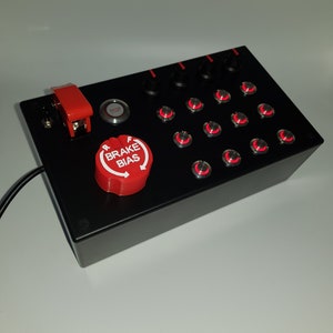 PC USB Button Box 24 Functions Back Lit Red Sim Racing With Five Rotary ...