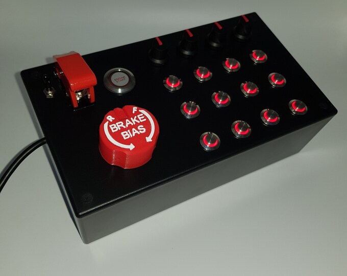 PC USB Button Box 24 Functions Back Lit Red Sim Racing With Five Rotary ...