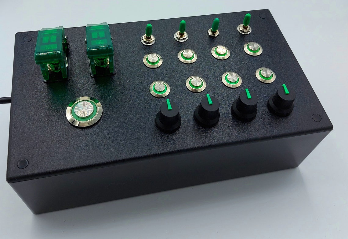 PC USB Button Box 31 Function Metallic Back Lit Green for | Etsy