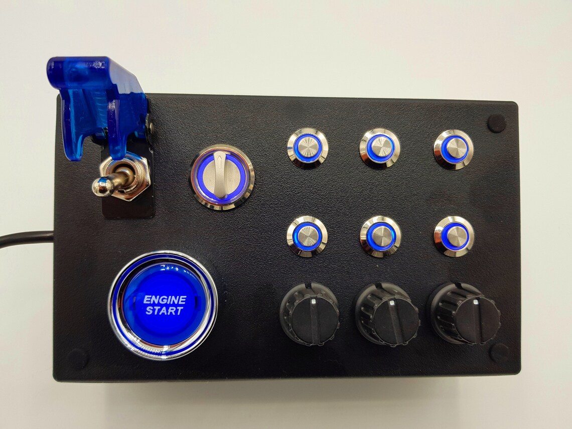 PC 19 Functions Push Usb Button Box Blue or Red Back Lit - Etsy