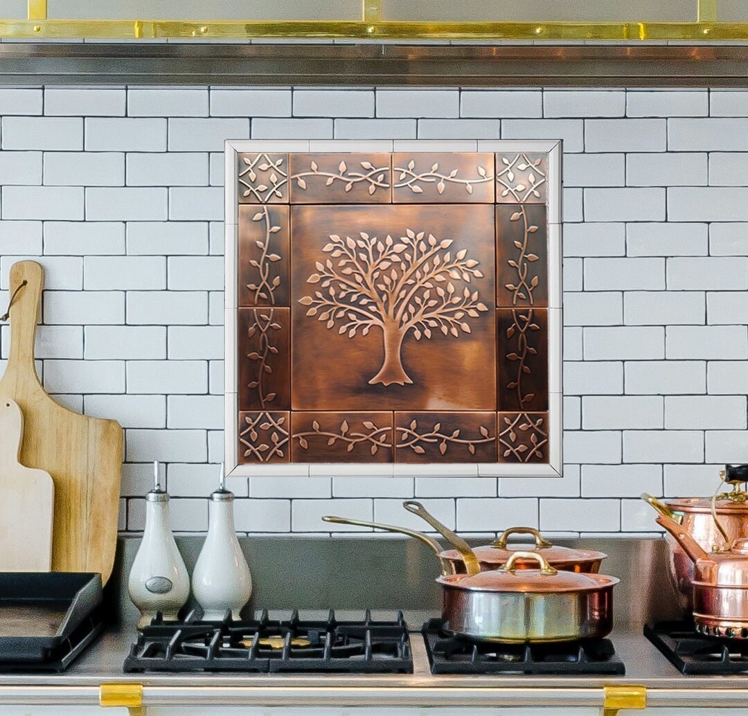 Copper Tiles, 13 Celtic Copper Accent Tiles, 18"x18" Tree of Life ...