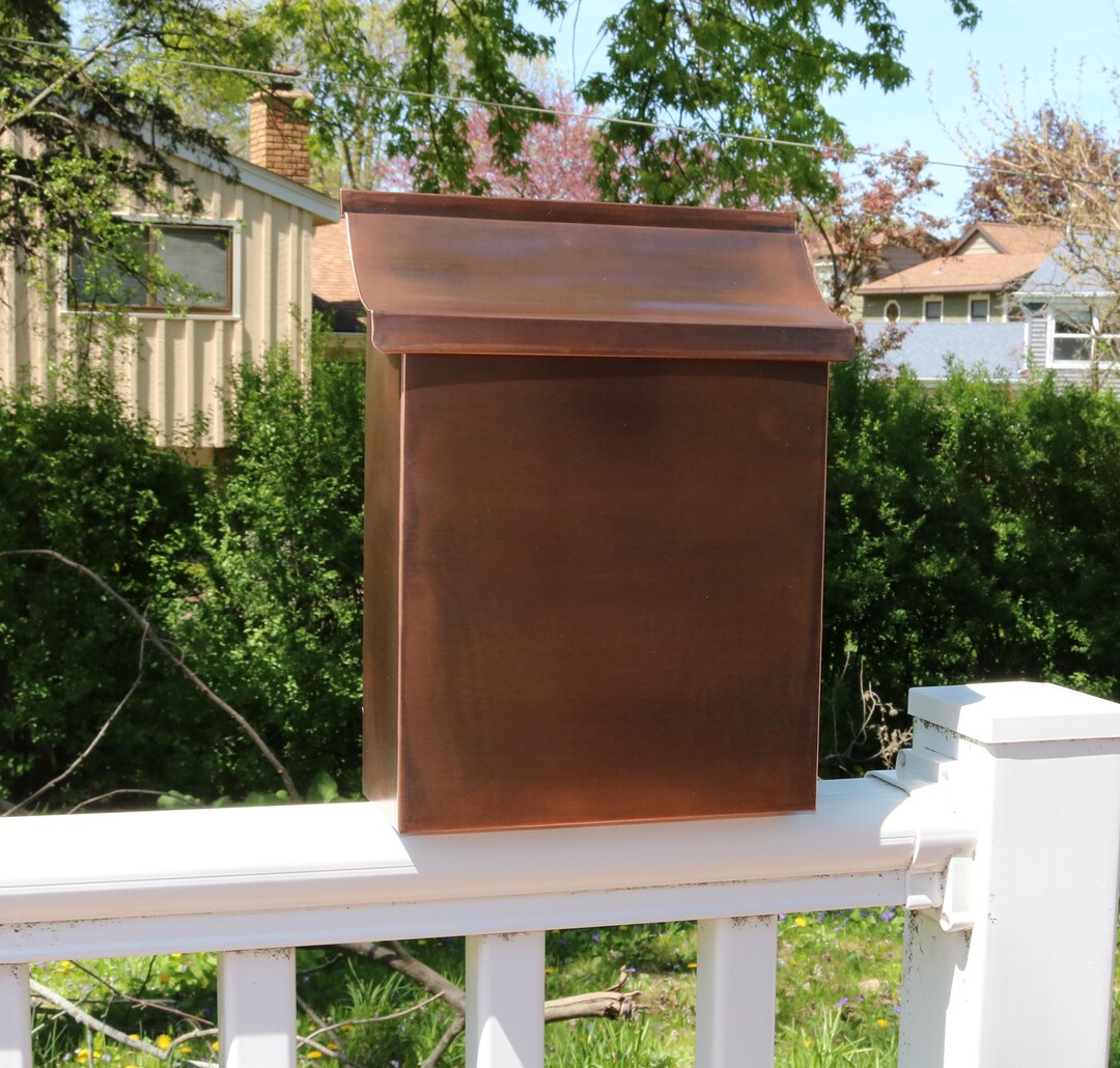 Large Copper Mailbox With Bown Patina, Wall Mount Mailbox With Curved ...