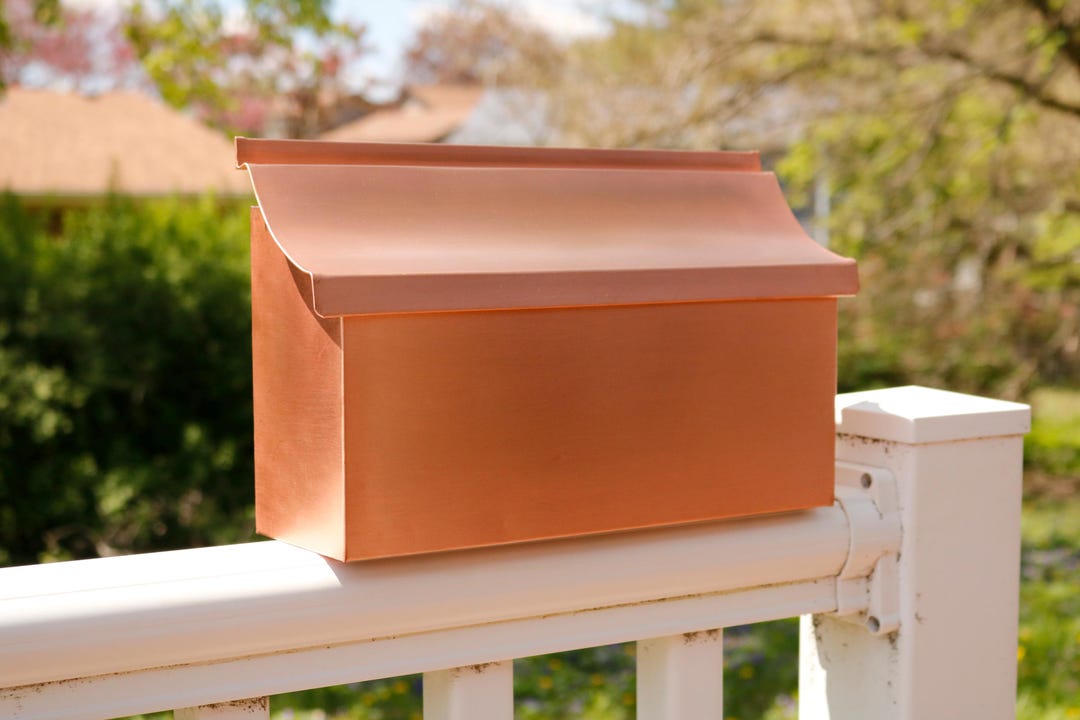 New Brushed Copper Mailbox, Wall Mount Mailbox - Etsy