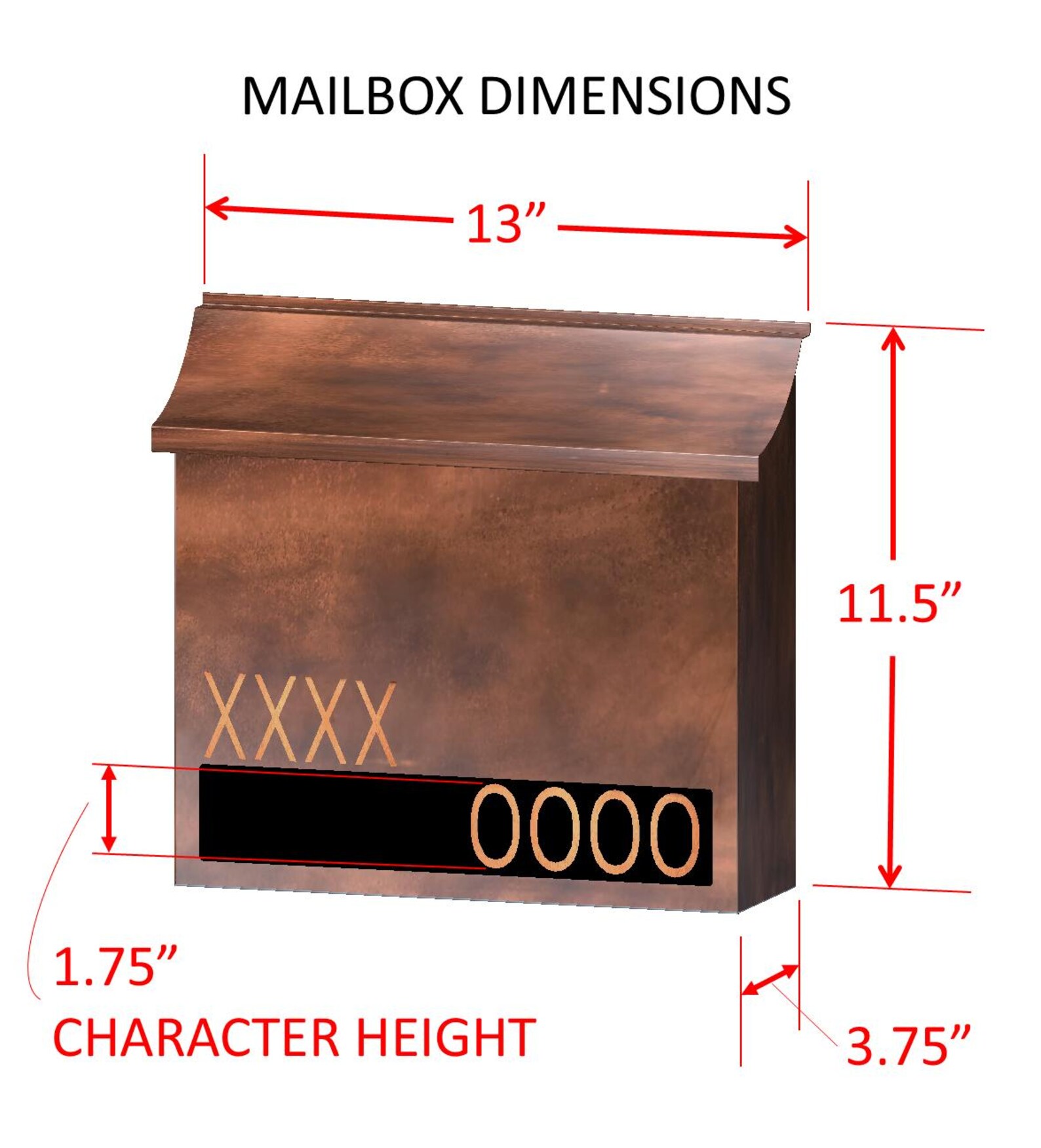Flush Mount Brown Patina Copper Mailbox With House Numbers and Street ...