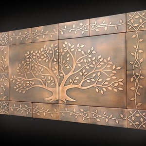 Copper Tiles, 18 Copper Accent Tiles, 30"x18" Tree of Life, Kitchen ...