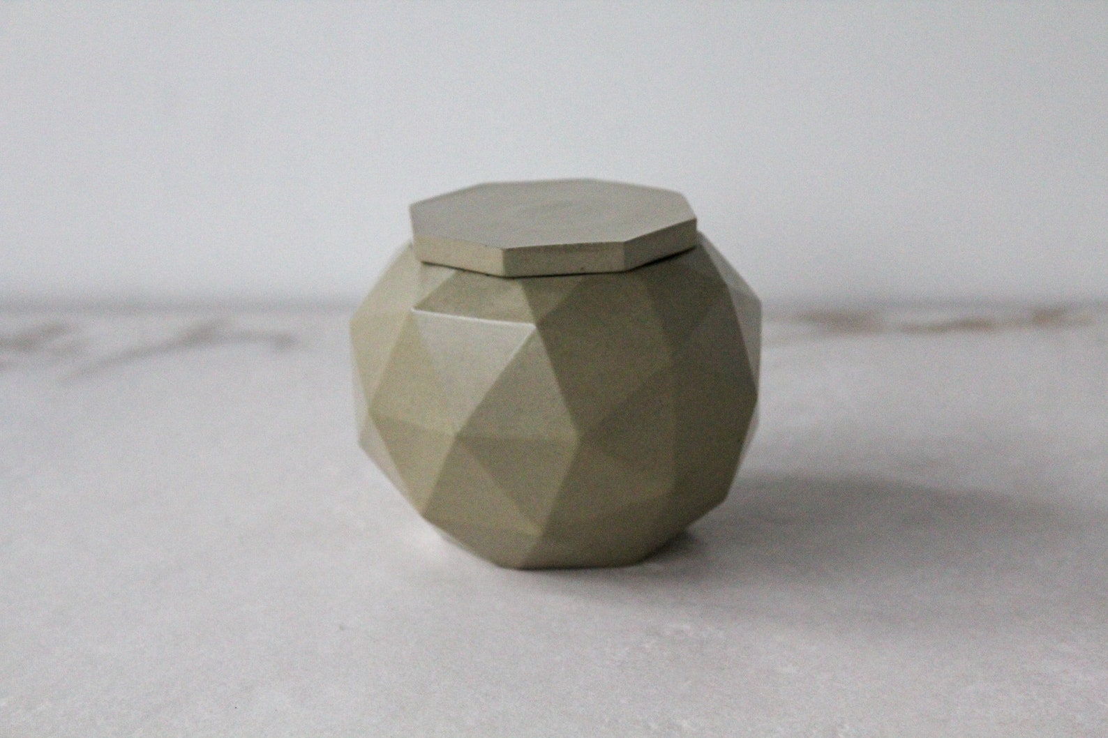 Geometric Decor Jar-lidded Concrete Spice Salt Cellar-olive - Etsy