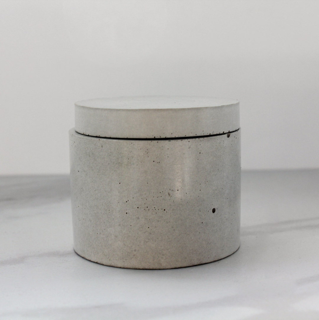 Minimalist Concrete Salt Cellar With Lid: Raw Concrete Spice Jar - Etsy