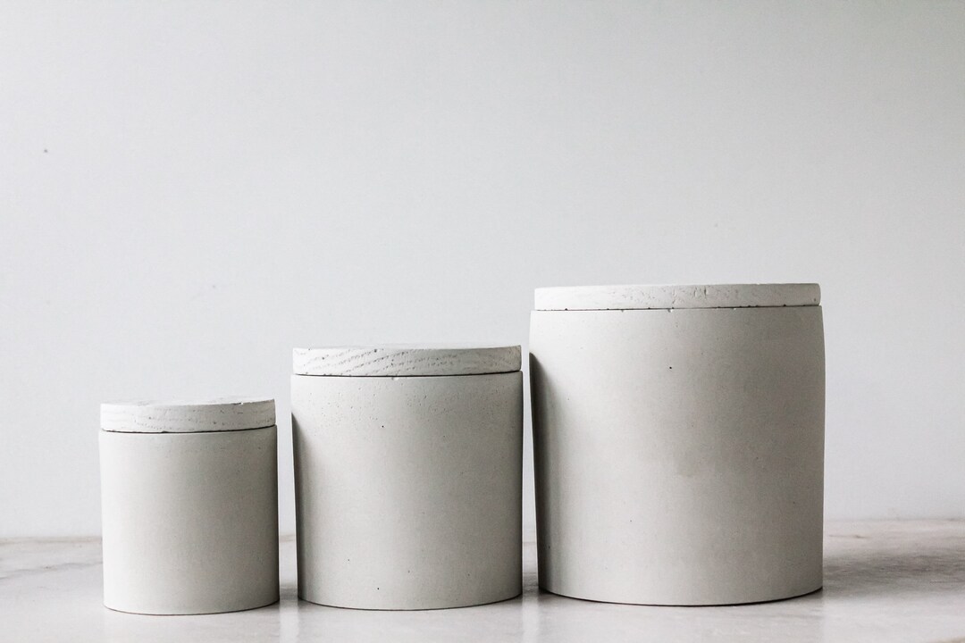 Modern Concrete Canisters-candle Jar With Lid-decorative Storage ...